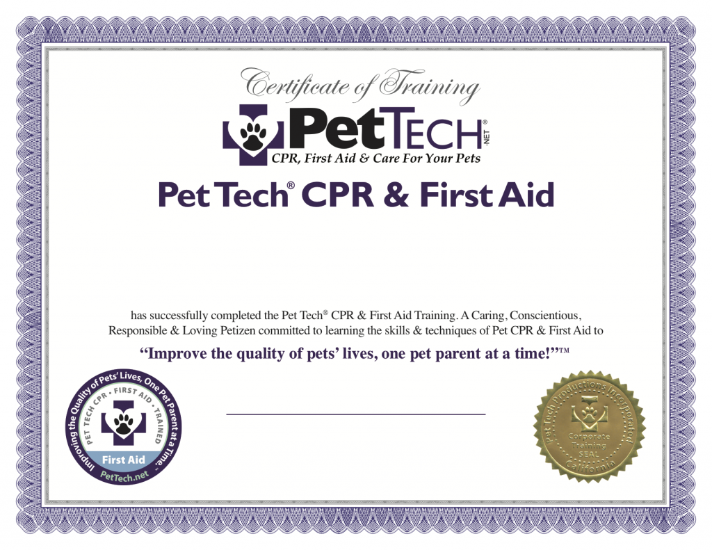 Pet CPR & First Aid Certificates (Pack of 10)